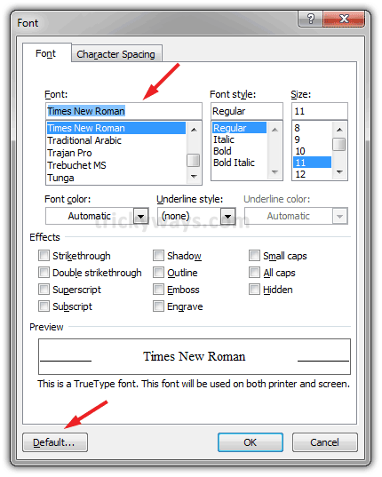 Default Font Word 2007 Or 2010 Set Default Font In Word