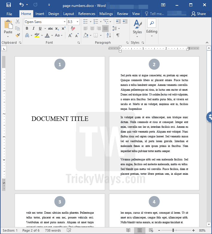 Add Page Numbers Starting From Specific Page In Word Document