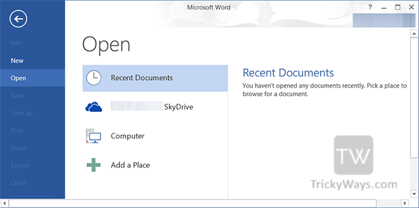 Delete Or Hide Recent Documents List In Microsoft Word